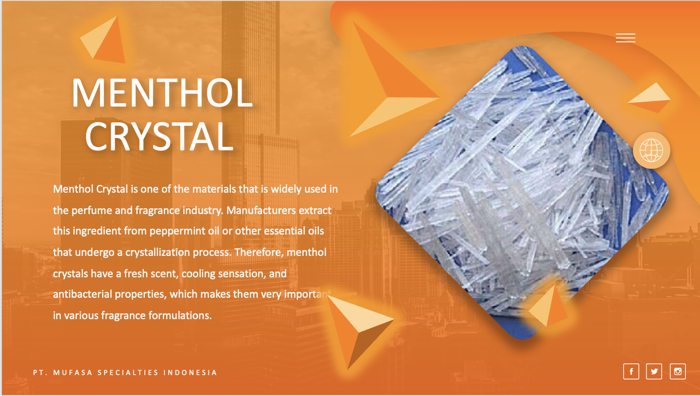 Supplier Menthol Crystal - PT. Mufasa Specialties Indonesia